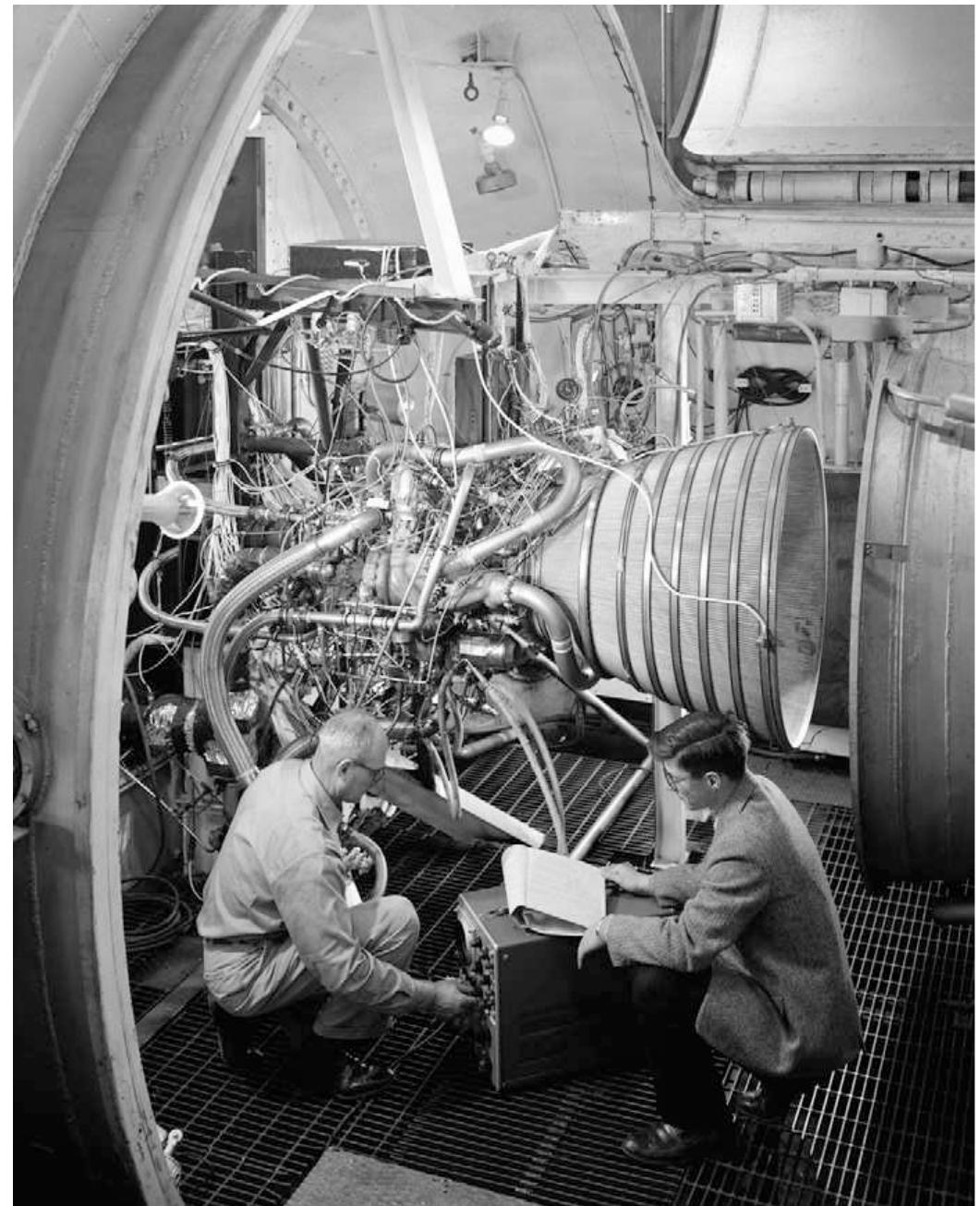 Rl-10 engine mounted in the propulsion systems laboratory