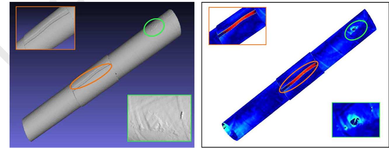 Defects are detected from the pipe surface after extracting