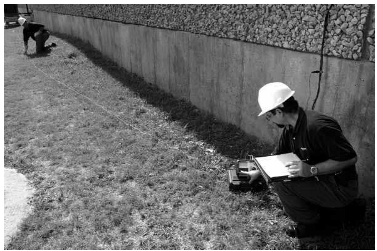 Ground test being performed on building ground using a