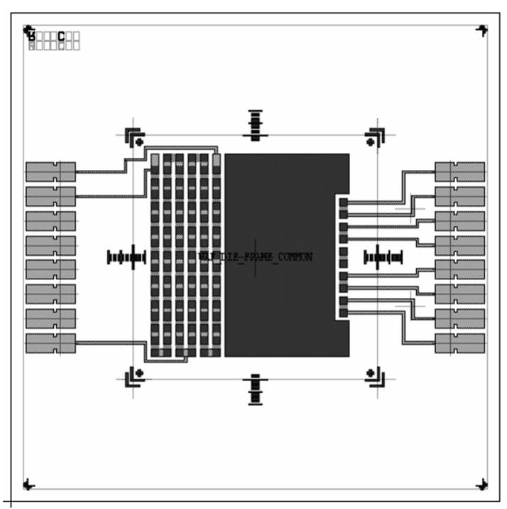 Design of die chip- and substrate wafer routing. black areas
