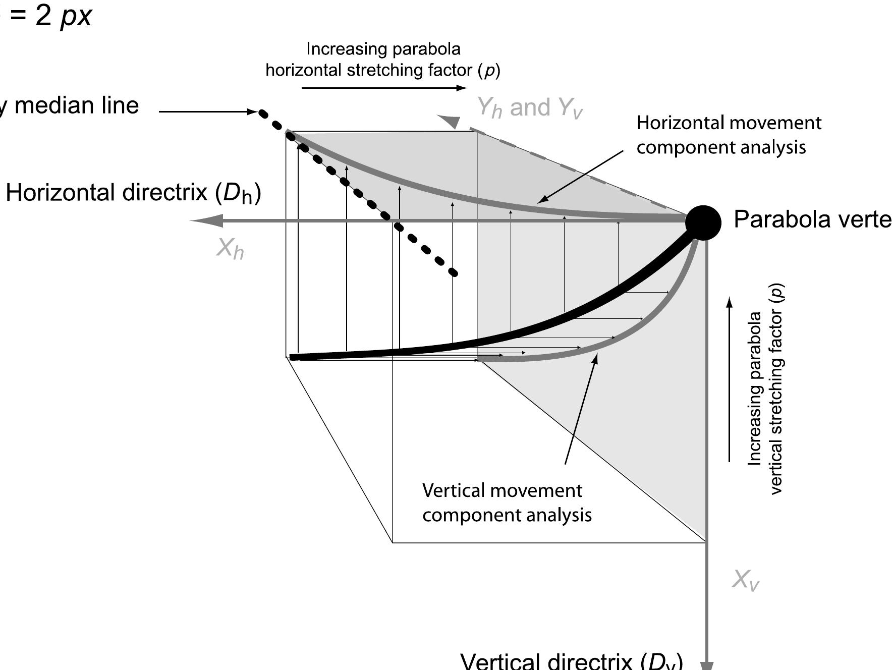 Schematic representation of a parabolic point movement. the