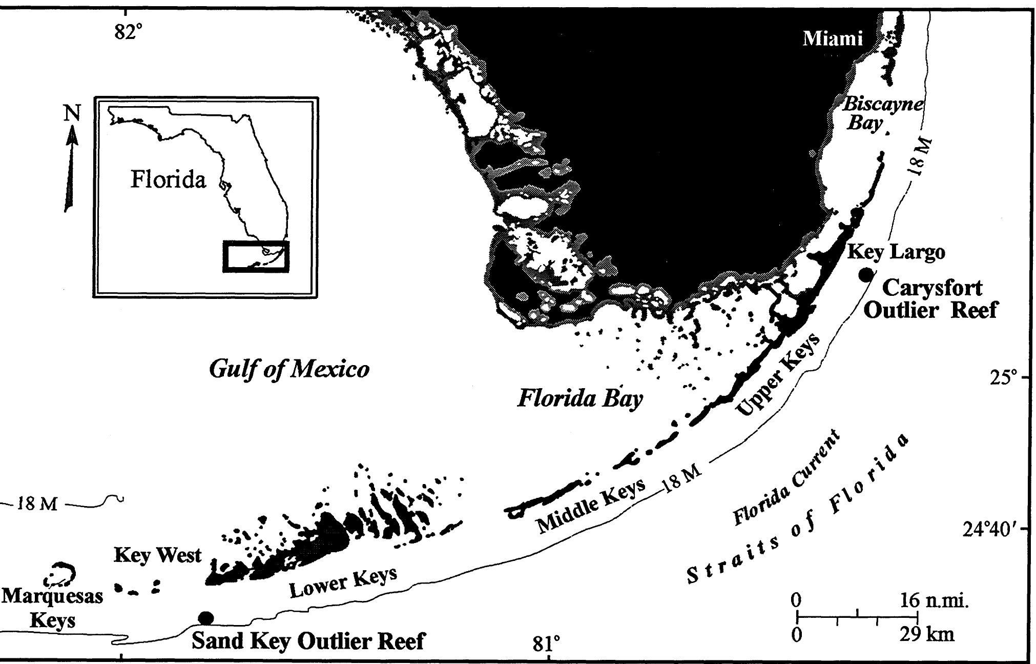 Location map, southeast florida. cored transects across