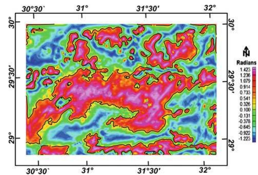 Tdr map of the rtp aeromagnetic map. the black lines indi-