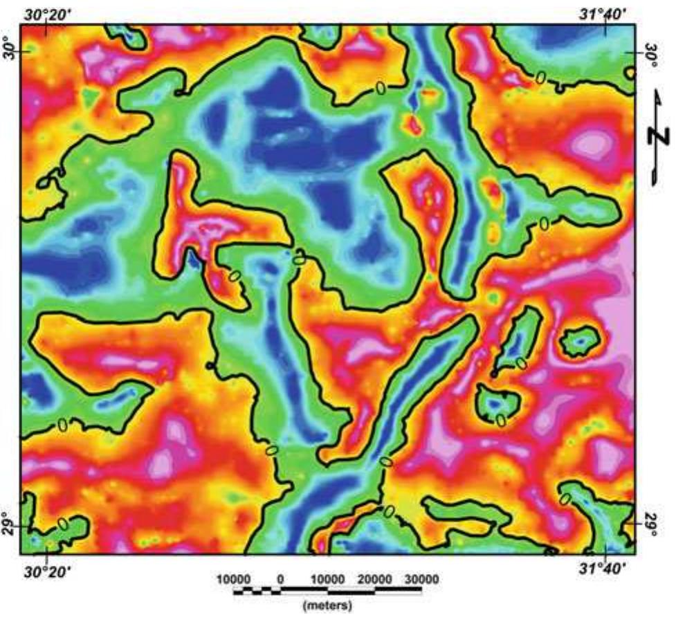 Tdr map of the gravity map. the black lines indicate the