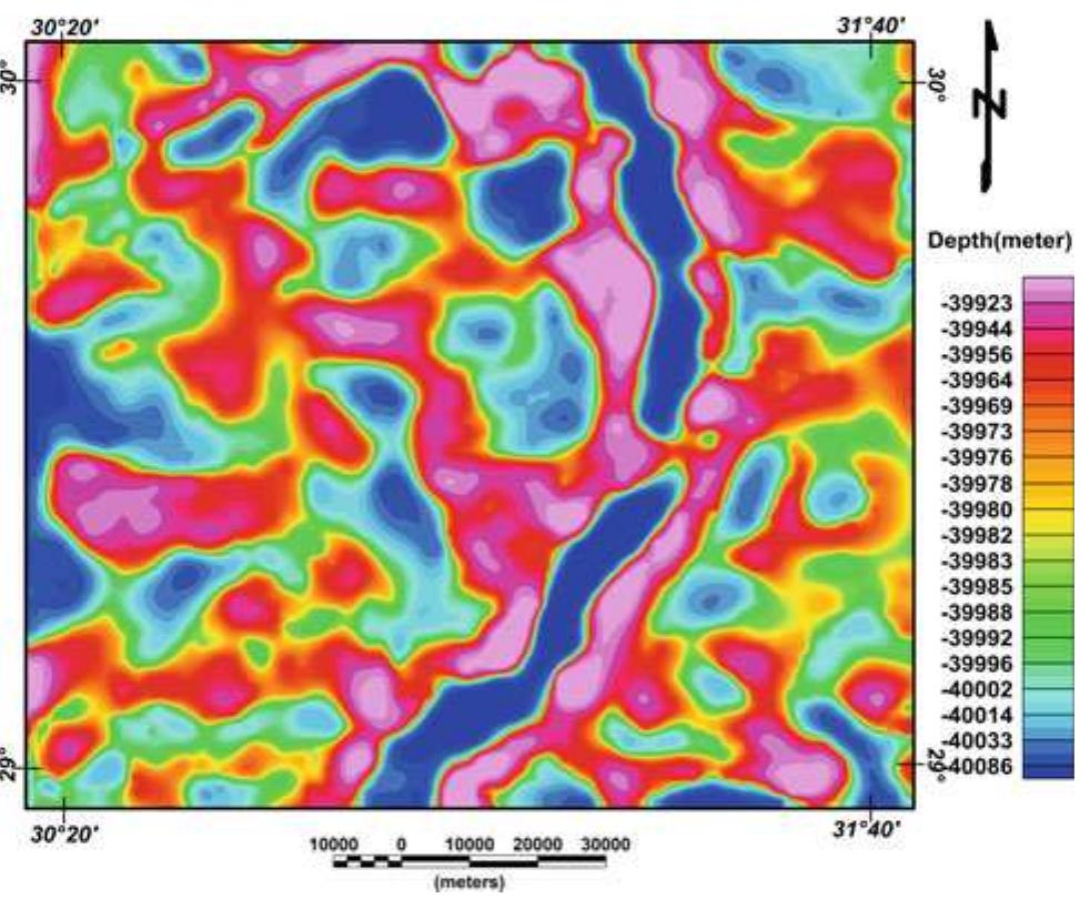 Moho layer map for the gravity model fig. 28 conrad layer
