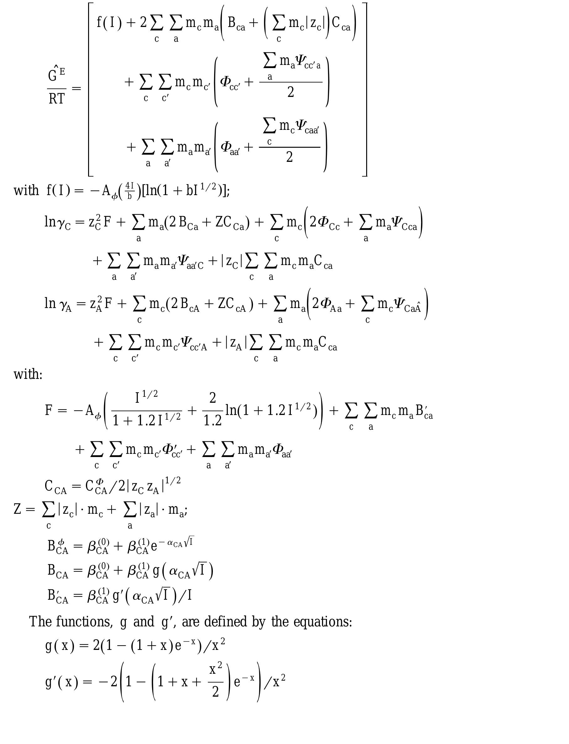 Figure 5 - Use of Pitzer's model to calculate thermodynamic