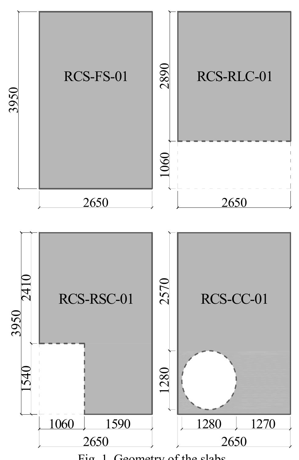 All of the slabs were cast using c30/37 concrete and were