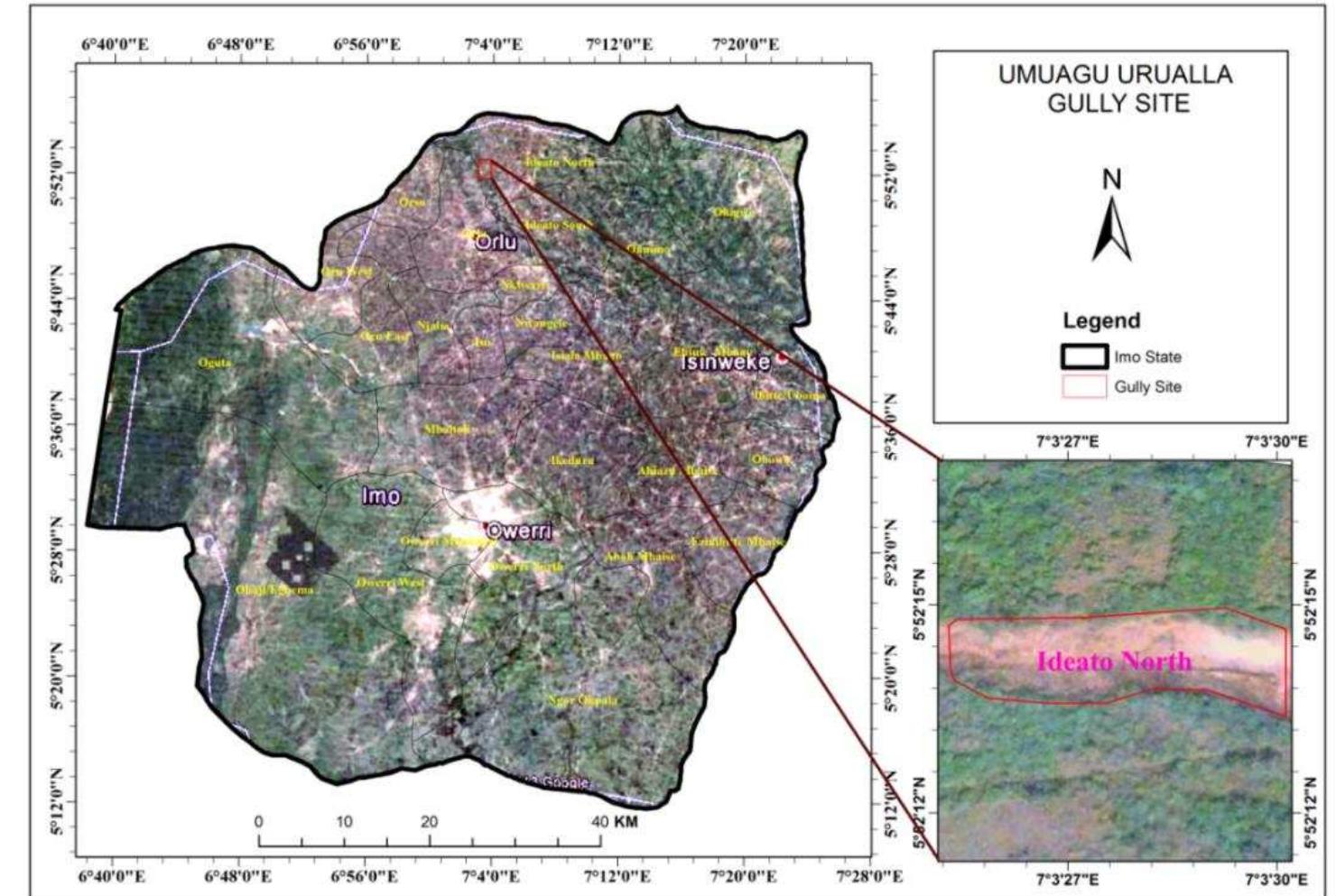 Location of urualla gully the map of imo state