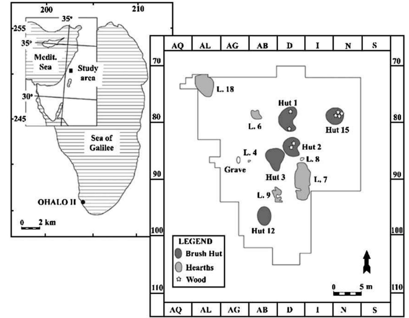 Location map and plan of the central excavation area at
