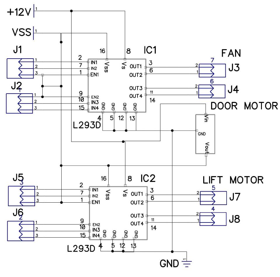 The schematics diagram of motor driver circuit