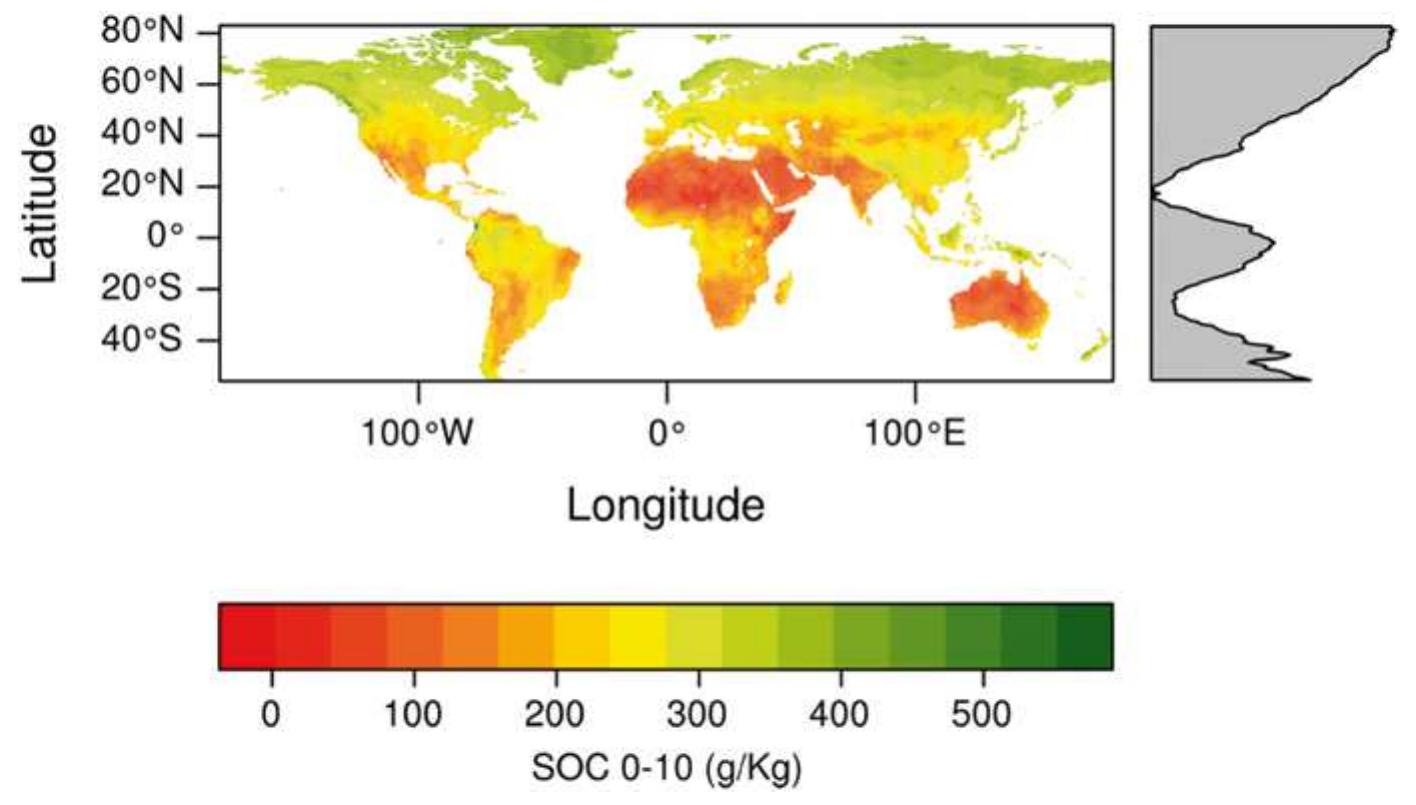 1 a global map of soil organic carbon content 0-0.1 m. the