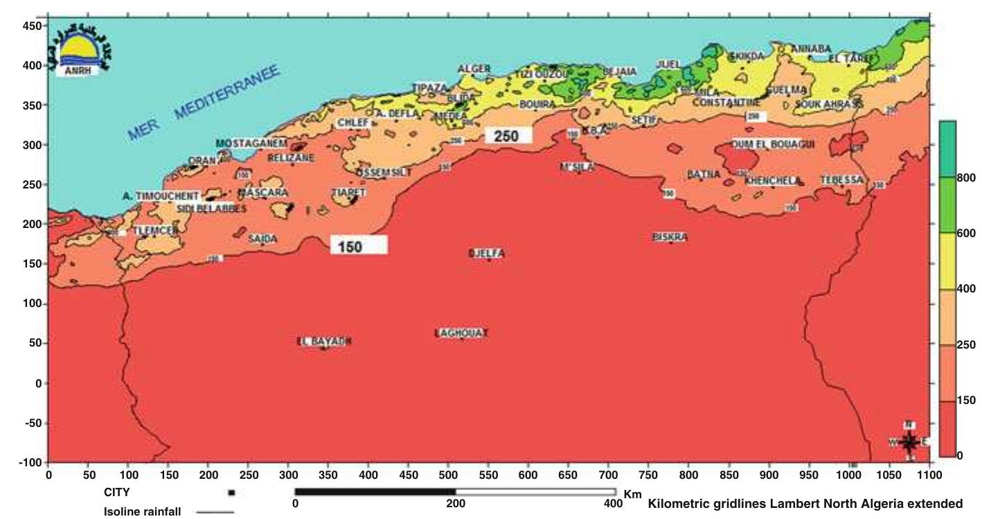 11 map of average annual rainfall in northern algeria