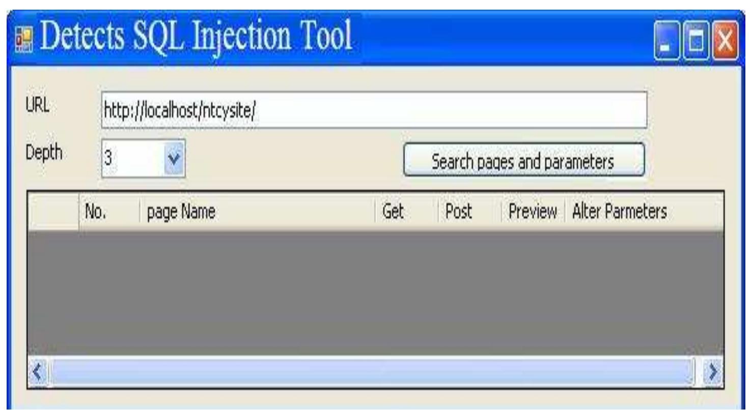 Main form of the sql detection tool figure 4 shows the main