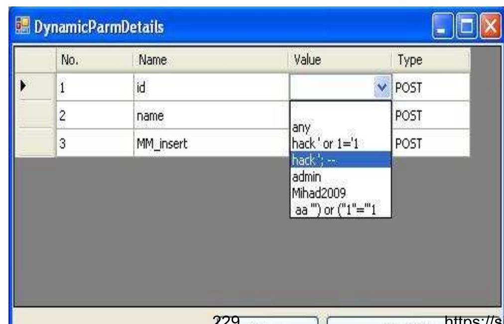 Shows the altering form for the parameter post for the admin