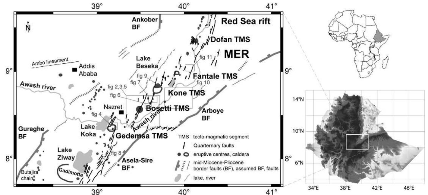 Geotectonic map of the mer. intra-rift faults and