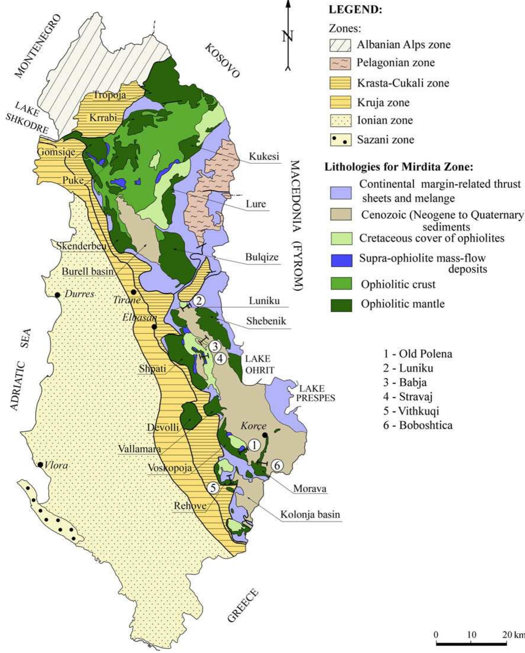 Simplified geological map showing the main tectonic units of
