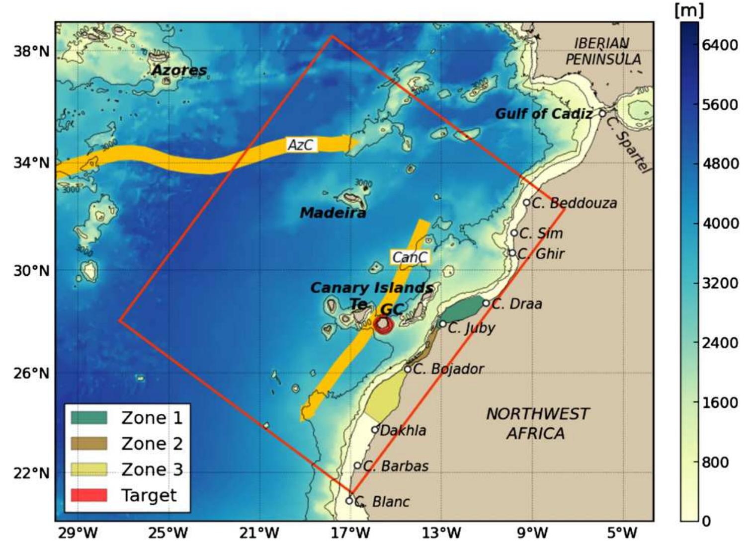Schematic map showing the roms model domain (red box)