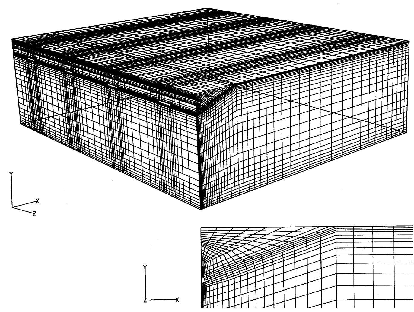 Grid on surfaces and on a cross section through an inlet in