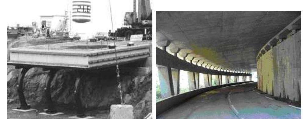 Full-scale steel-concrete composite rock shed subjected to a