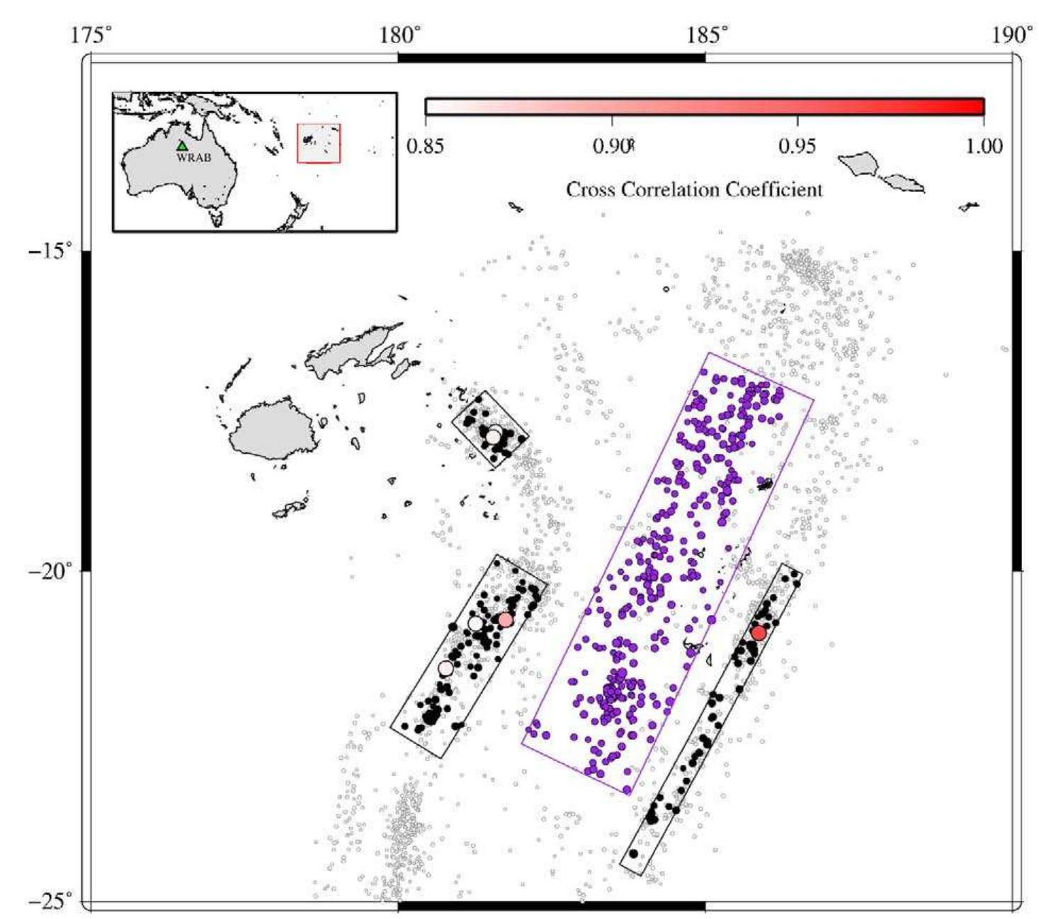 Map showing regions used to study the effect of earthquake