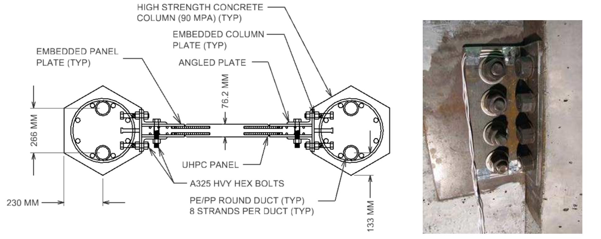 Hcup-bc test specimen cross-section post-tensioning strands