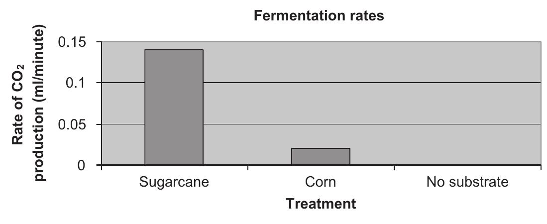 Example graph depicting rate of fermentation for two test