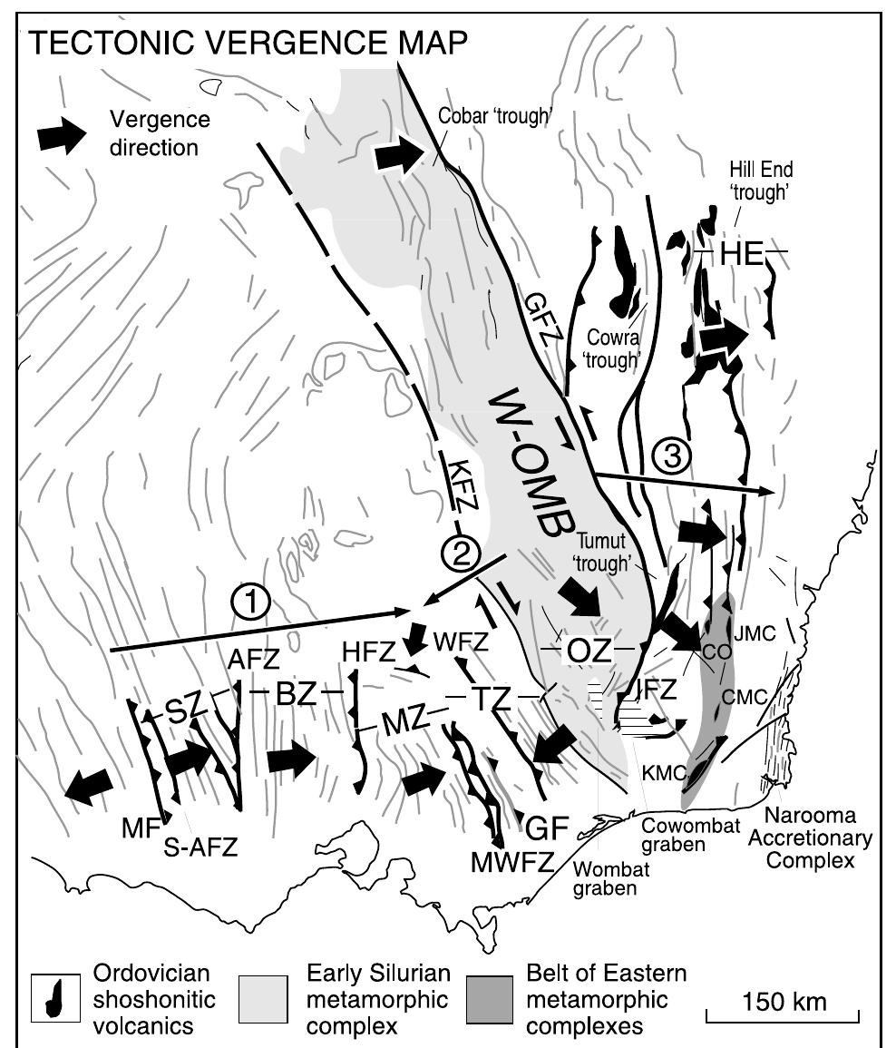 Structural trend map of the lachlan orogen combining
