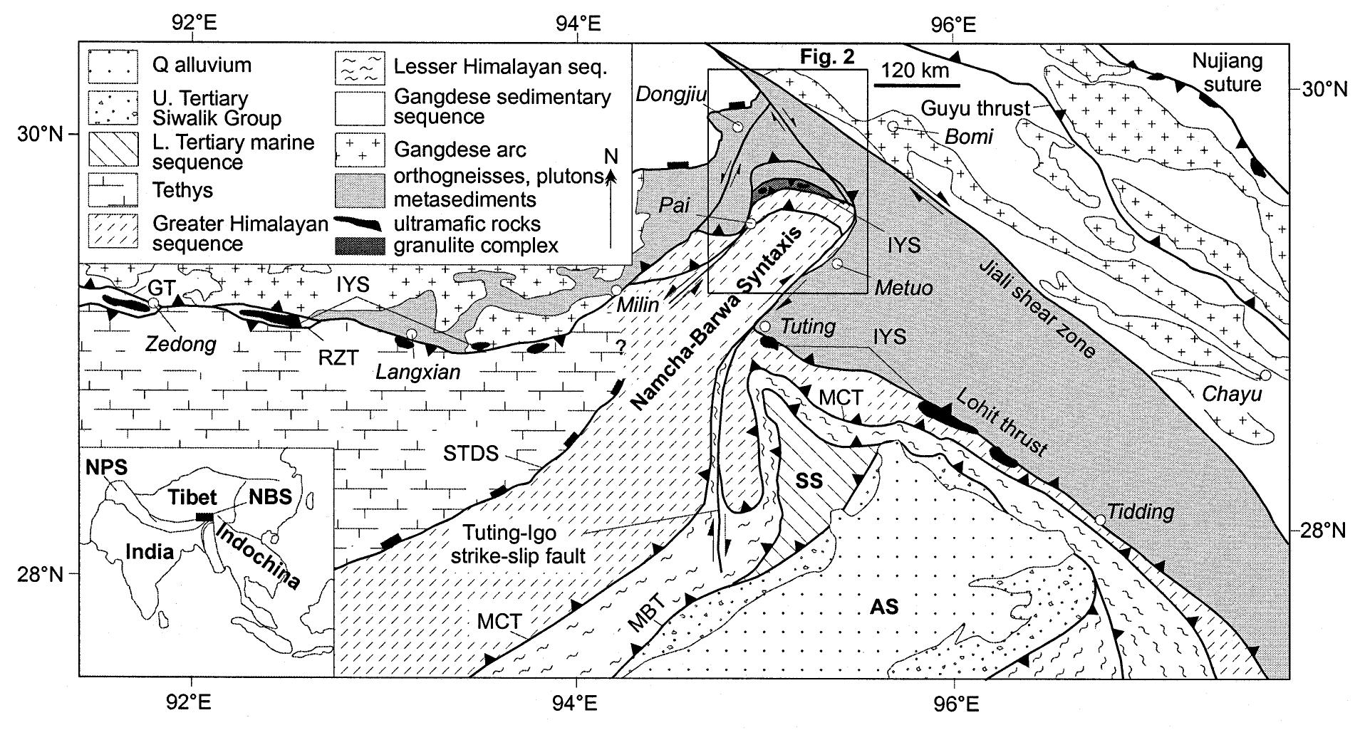 Geological sketch map of the eastern himalayan syntaxis