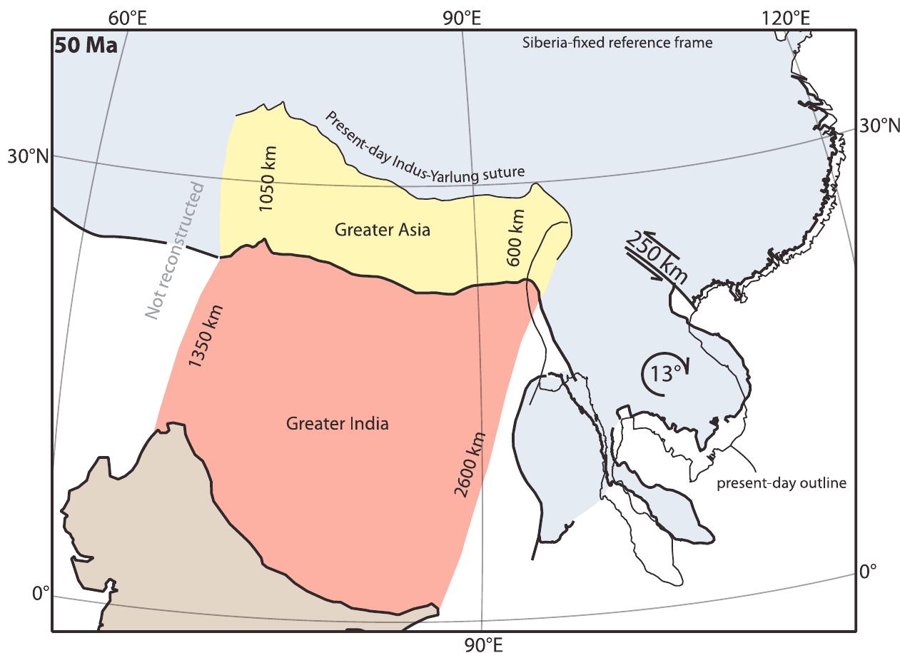 Cartoon illustrating the reconstructed size of greater asia,