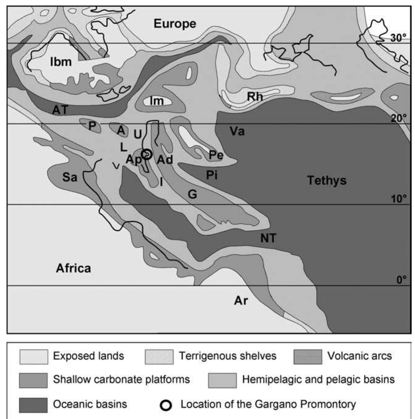 Palaeogeographic and palaeoenvironmental map of the