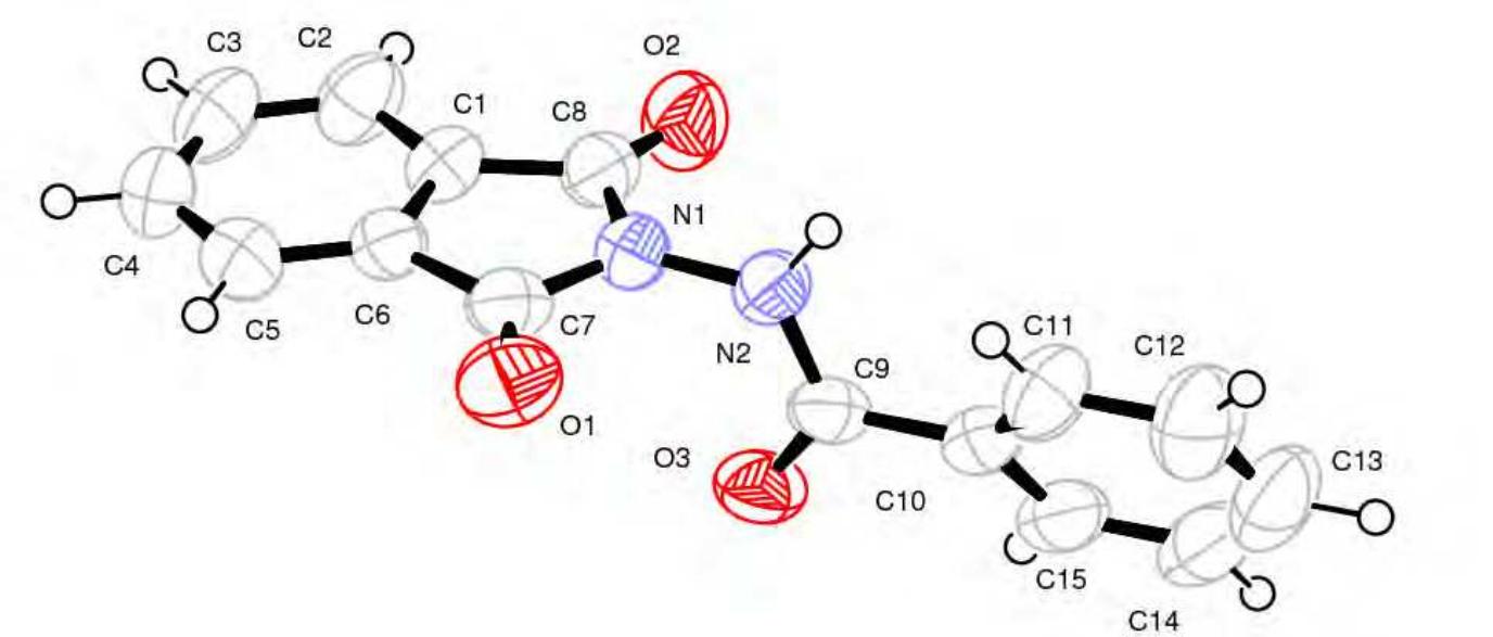 1 ortep plot of molecule with displacement ellipsoids drawn