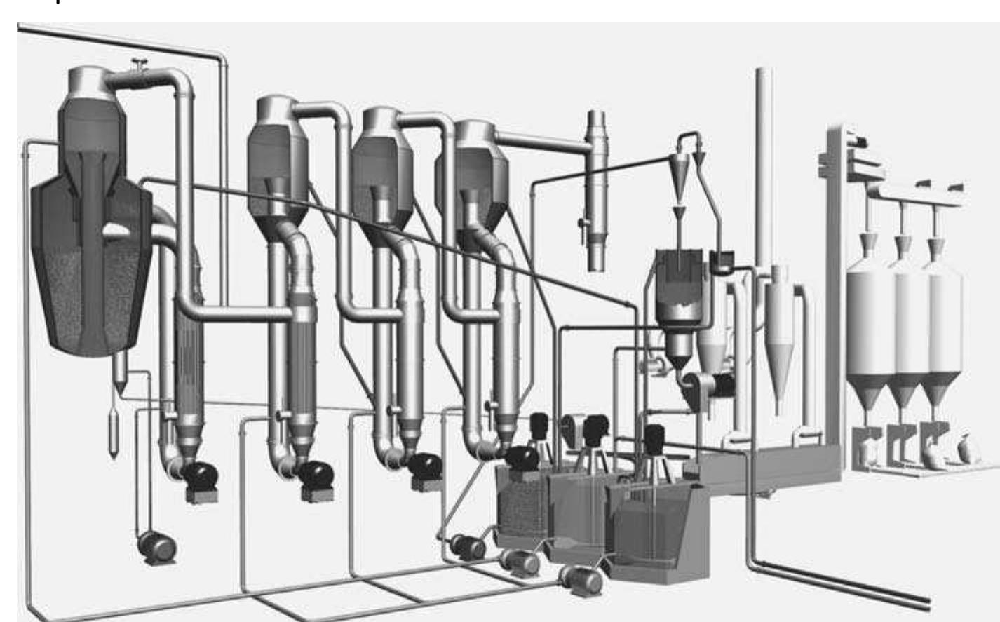 18 quadruple-effect evaporative crystallization plant with