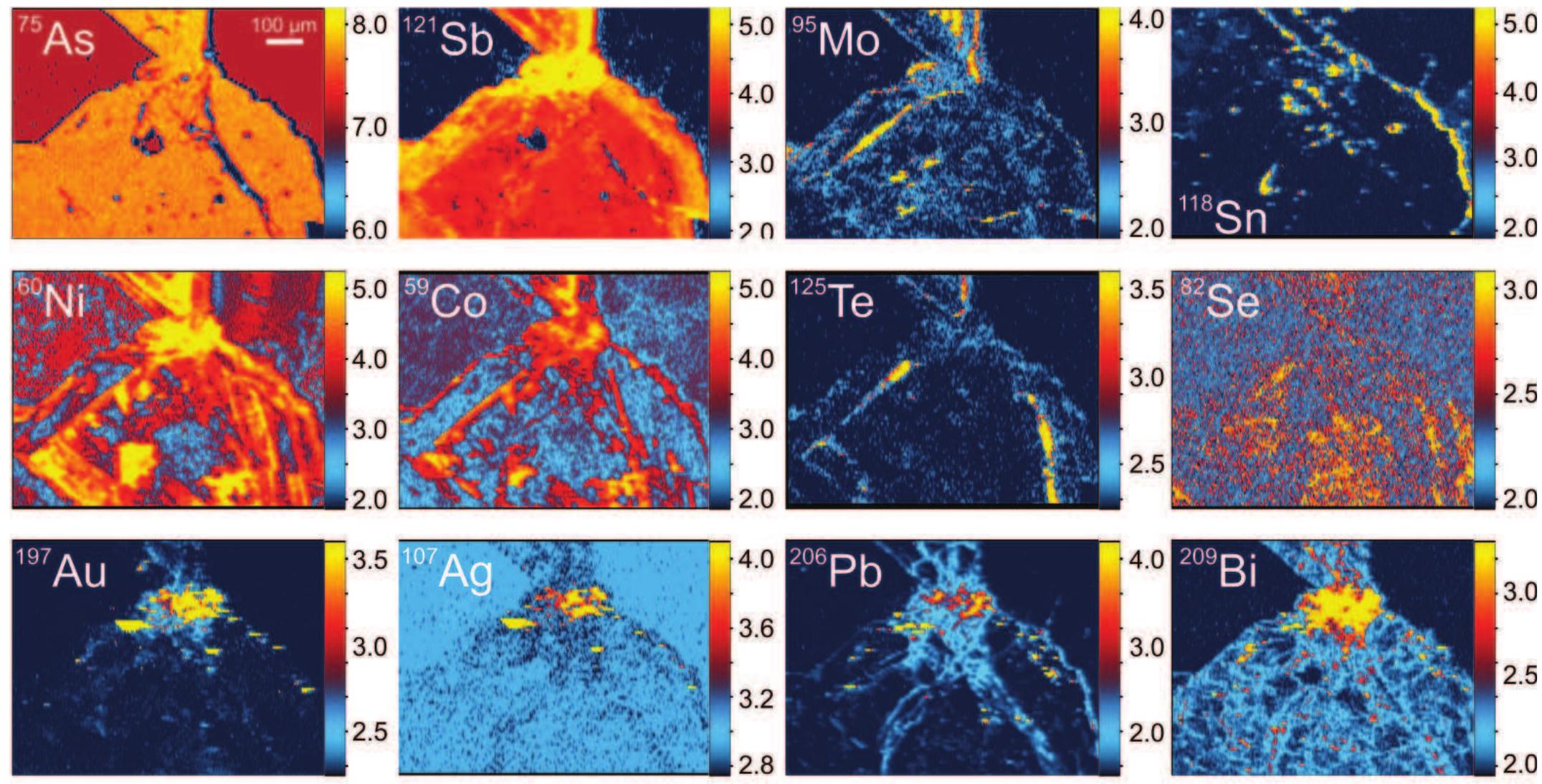 Fic. 5. la-icp-ms element maps of representative area of