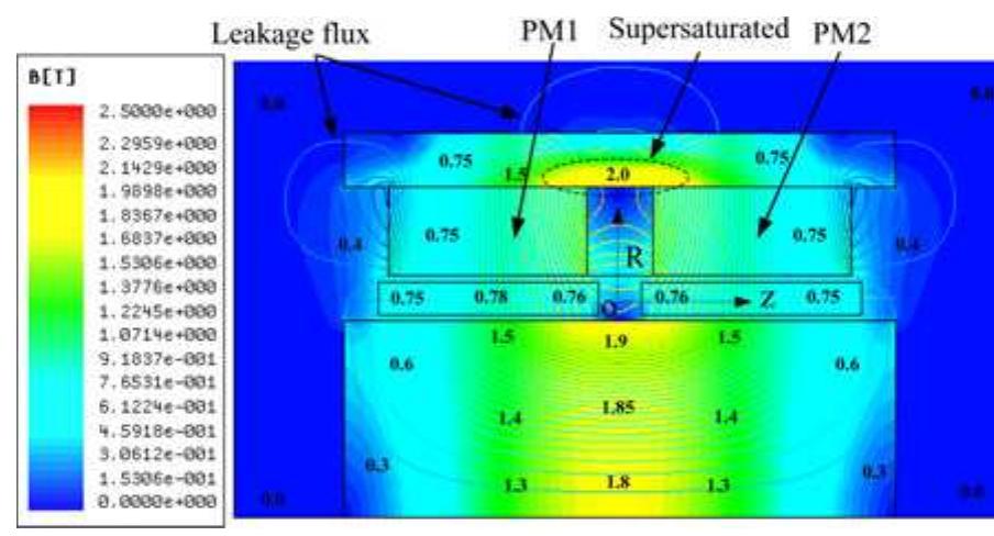 Flux density and flux line chart of typical vcm.