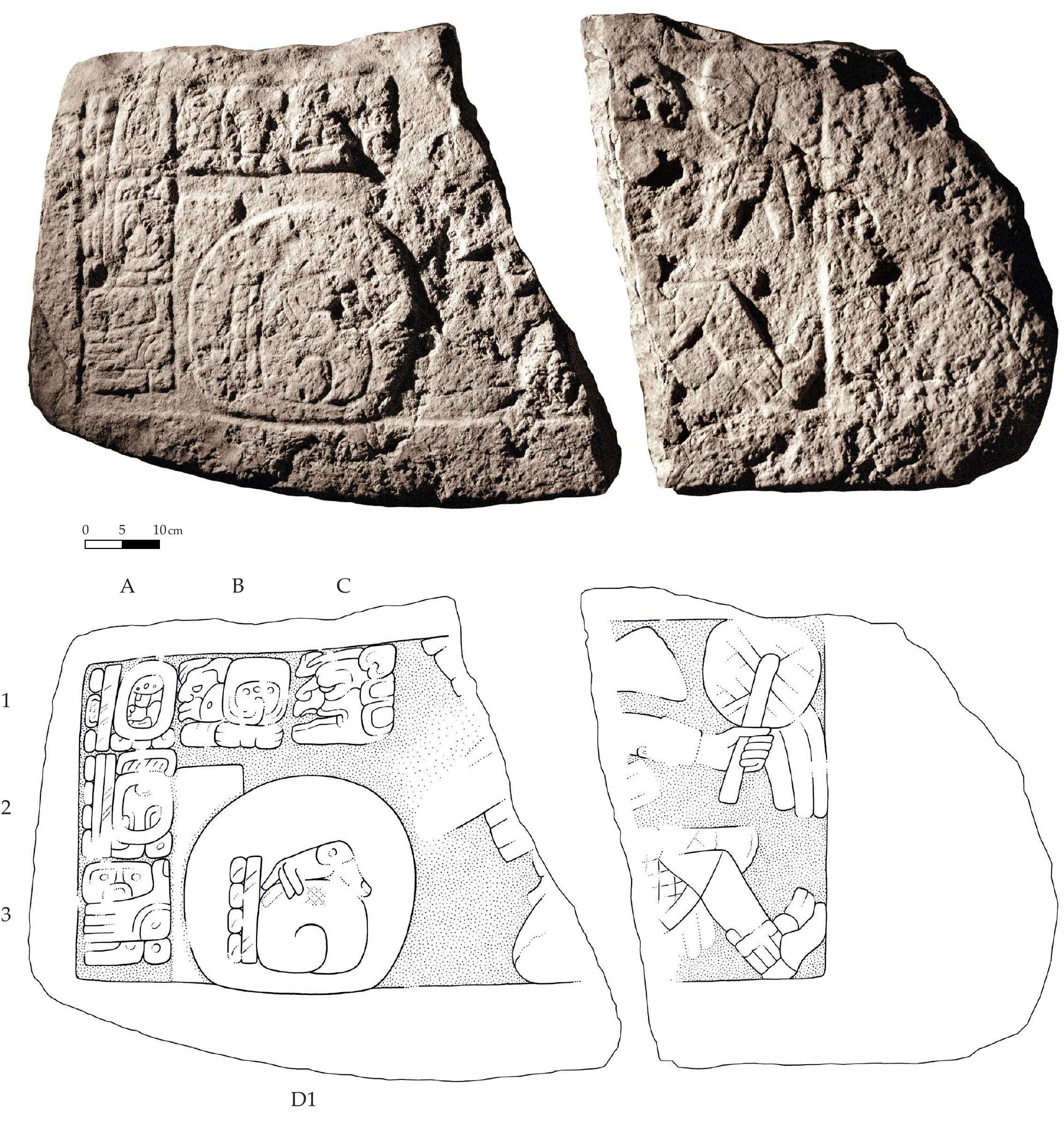 Monument 3 of tipan chen uitz (photograph and drawing by