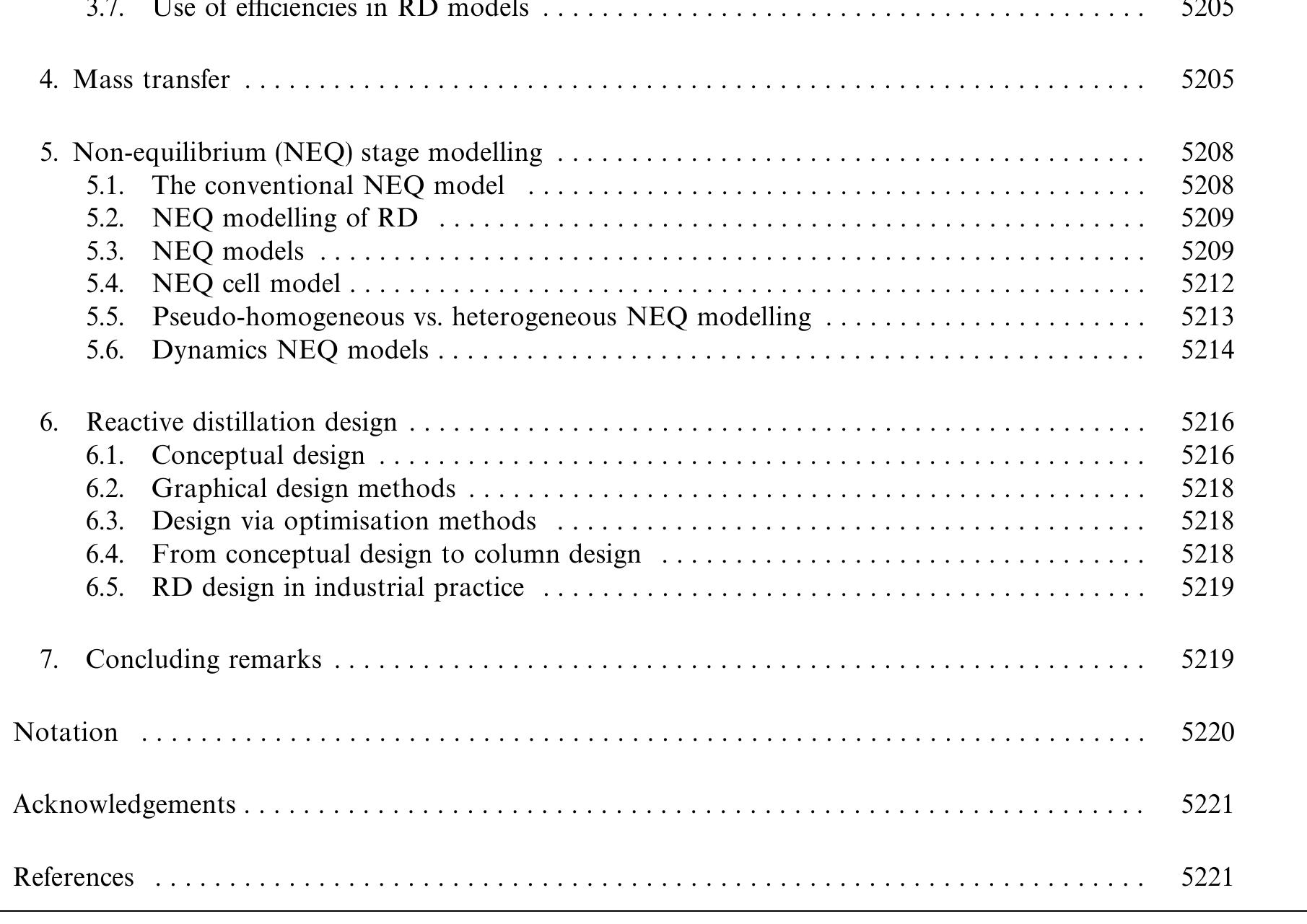 Table 2 - Modelling reactive distillation