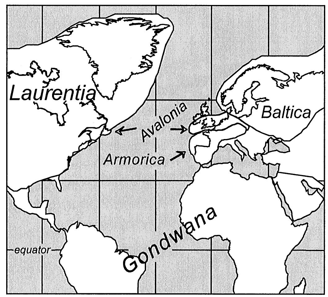 Map of the present-day orientation and location of the