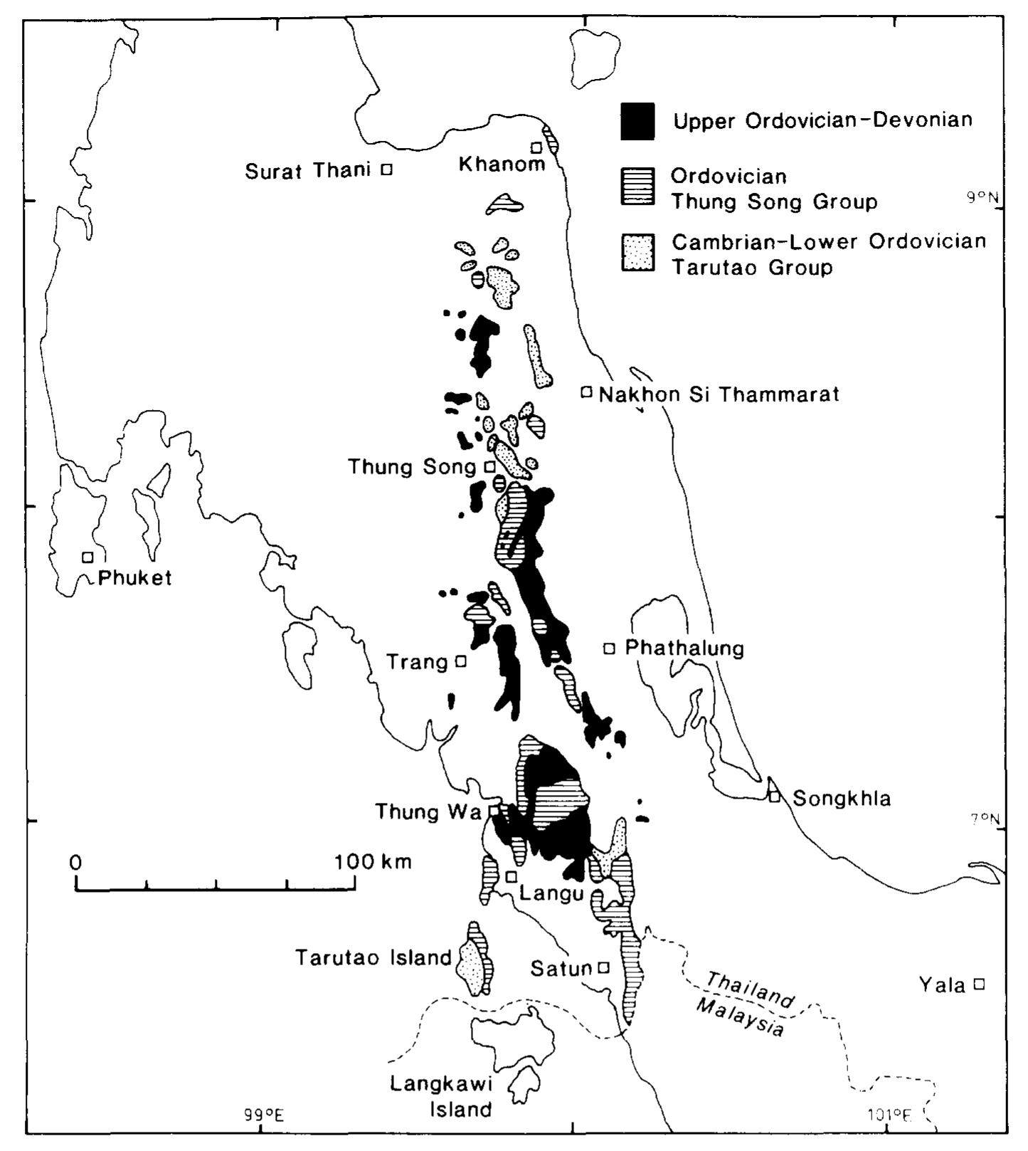 !. locality and geological map of the southern thai