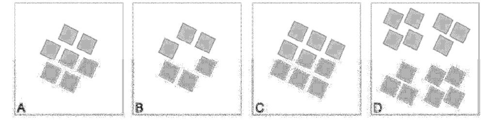 The four types of spatial organization of blocks to be