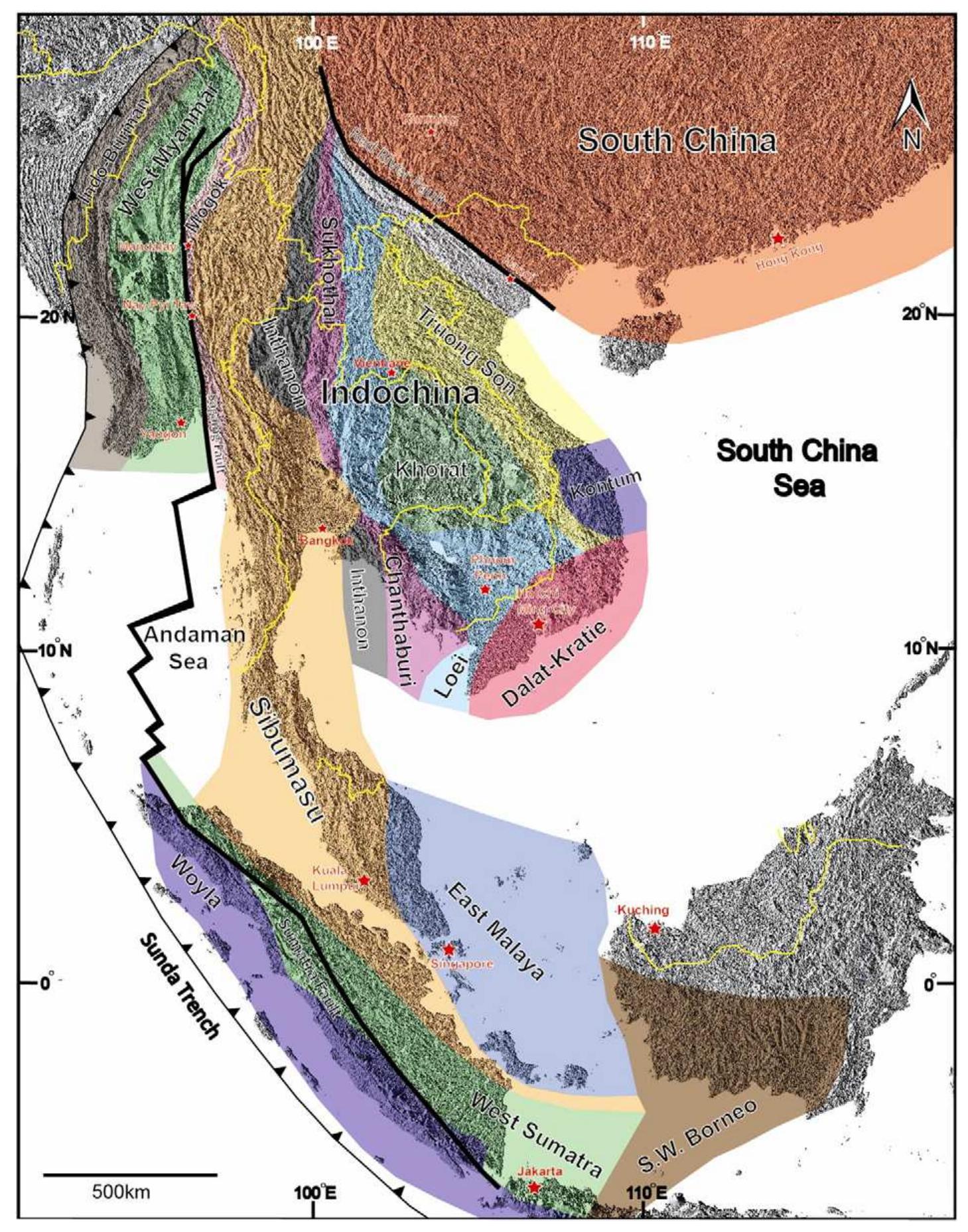 Se asia regional tectonic map showing major component