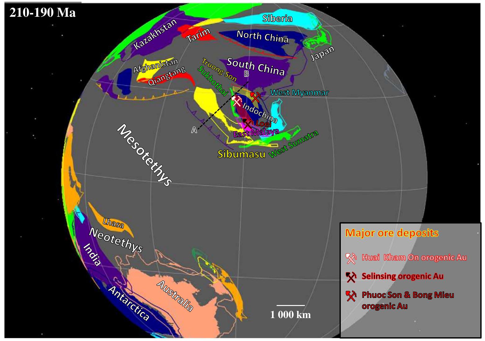 G-plate tectonic reconstruction for se asia at ca. 210-190