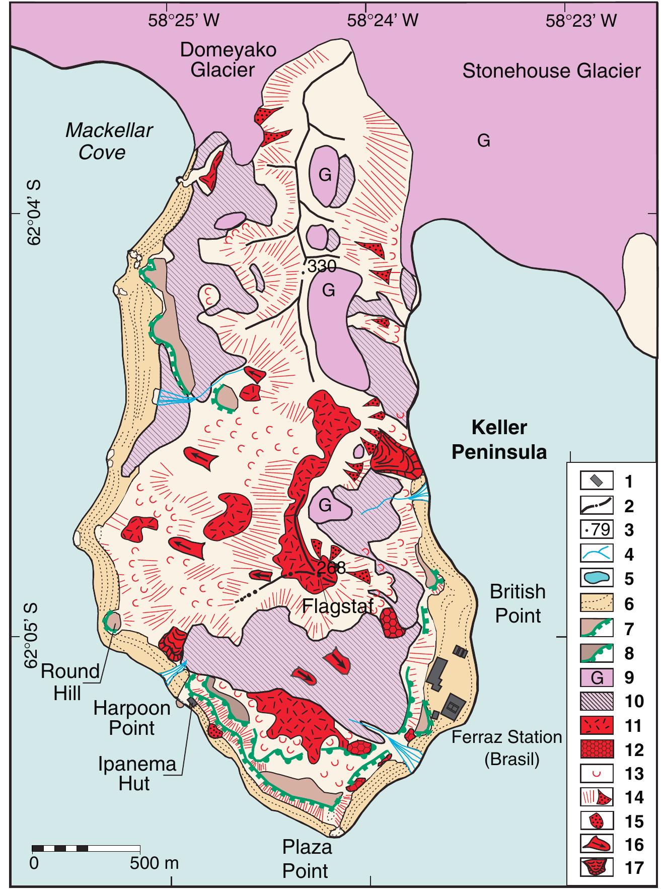Geomorphological map showing the distribution of periglacial