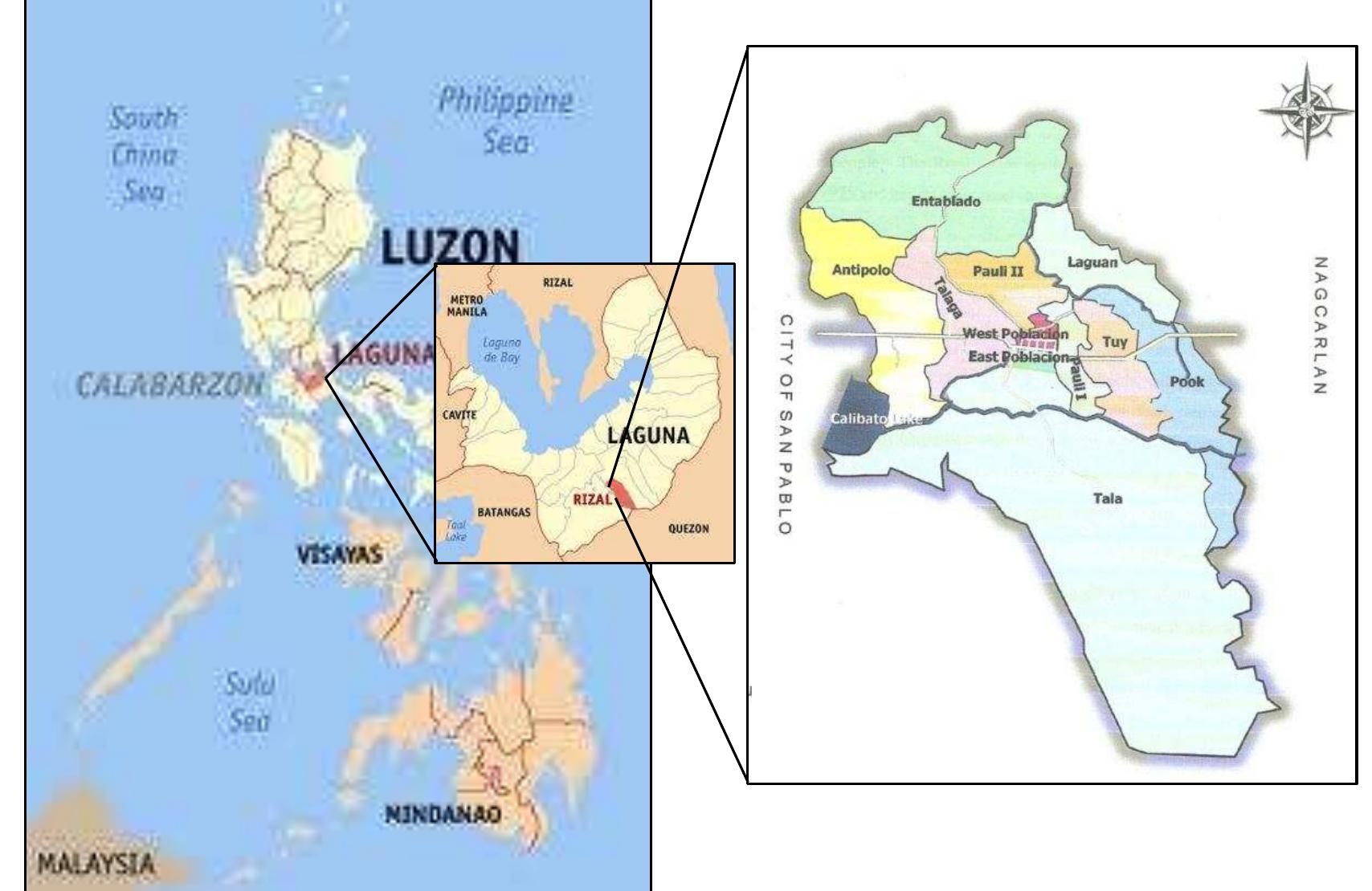 Map and location of rizal, laguna the municipality’s feature