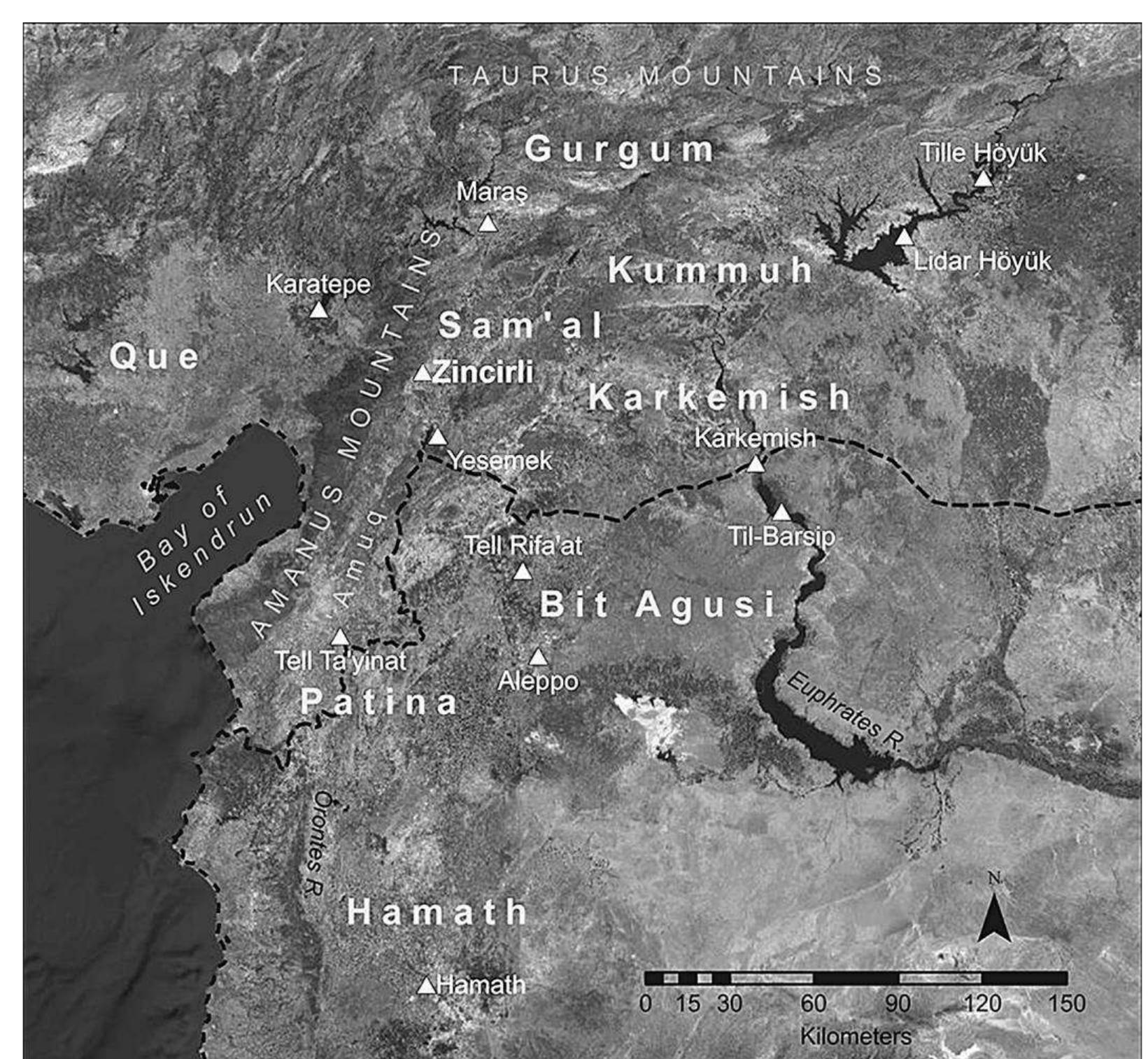 map of the syro-hittite region, showing sites and kingdoms