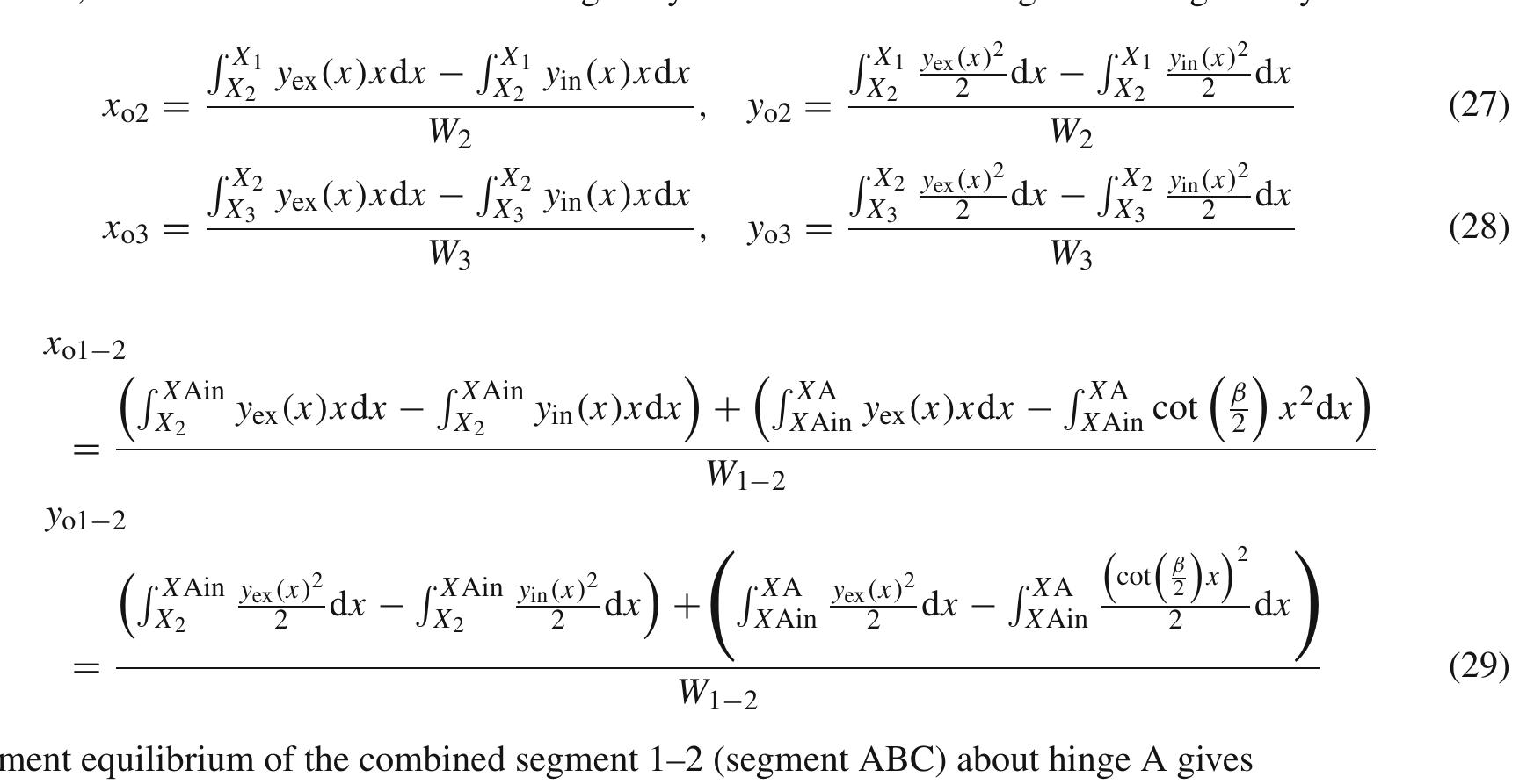 In eq. (30), the forces tex and tcy are the cartesian