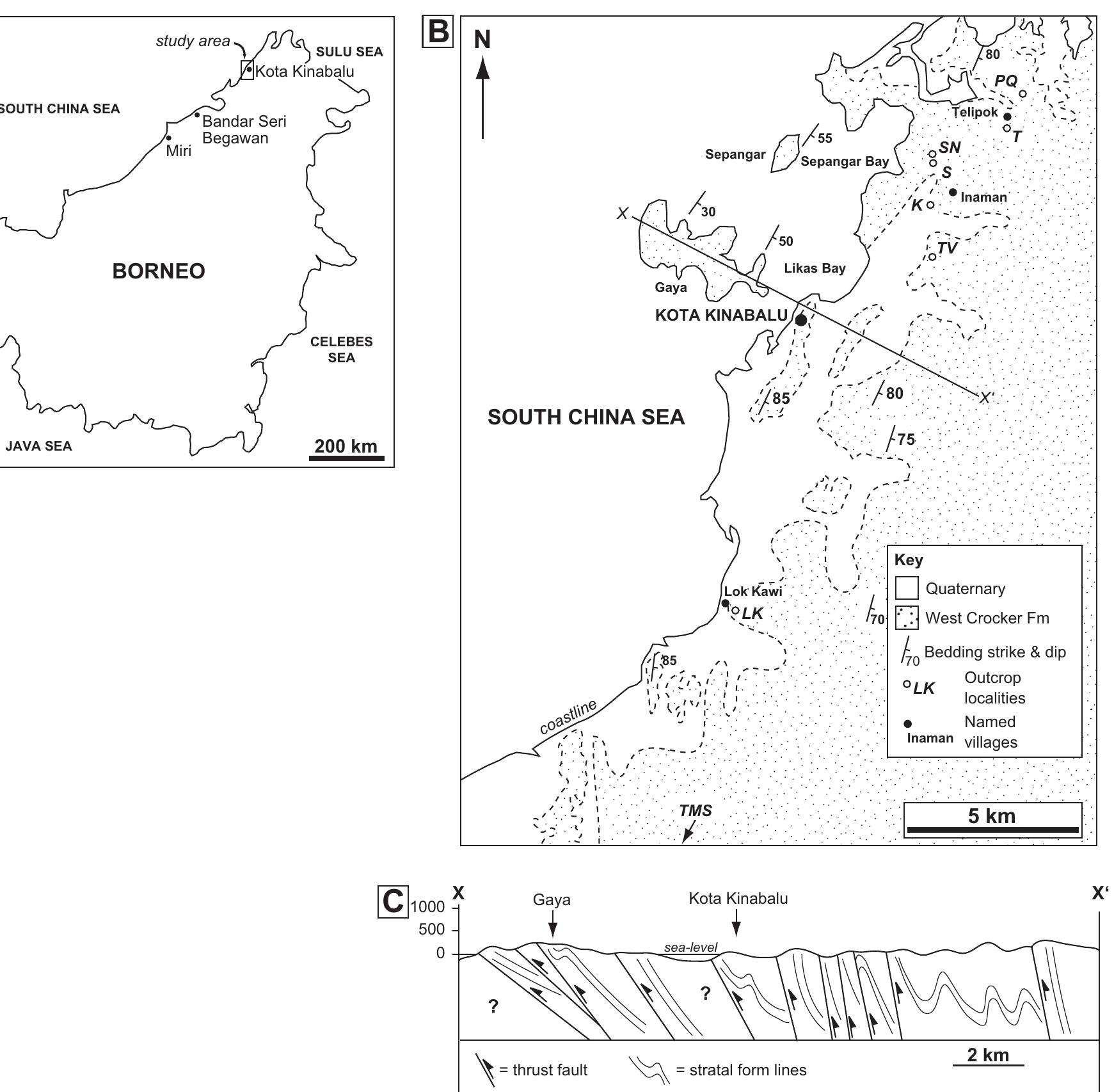 (a) regional map of borneo indicating the location of the