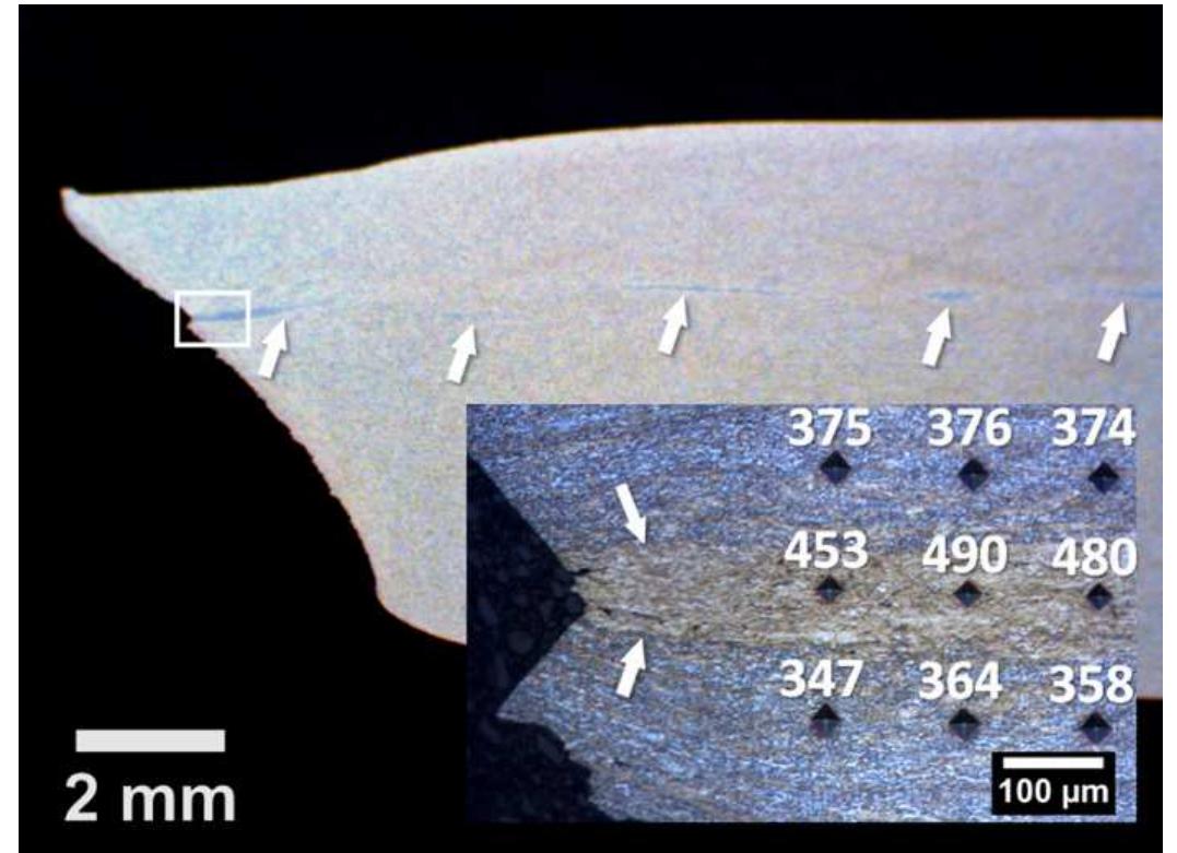 Macrograph of a pipeline cross section after dynamic test