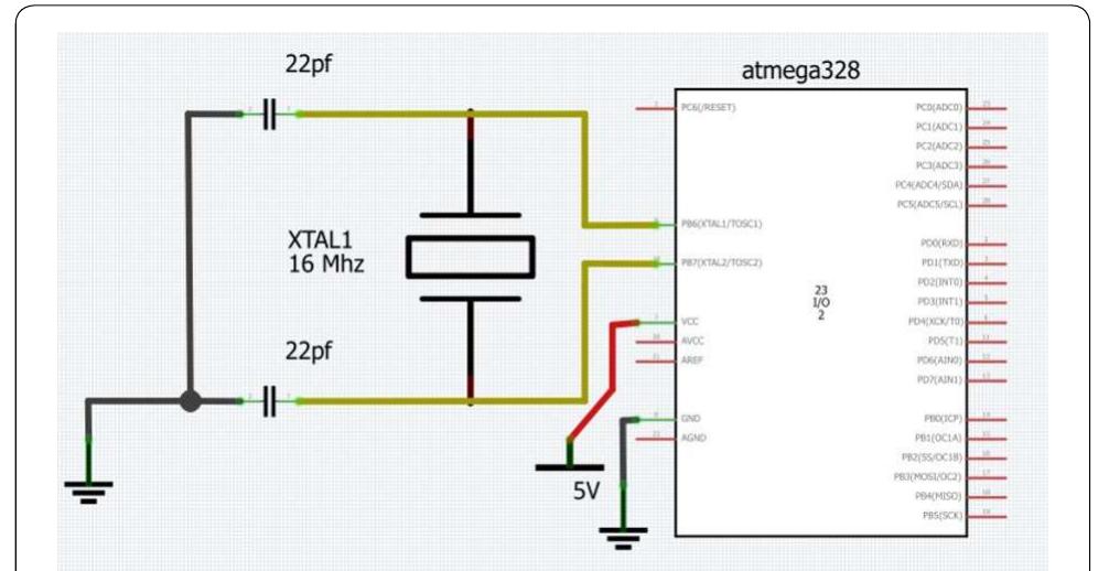 Atmega 328 circuit connection diagram