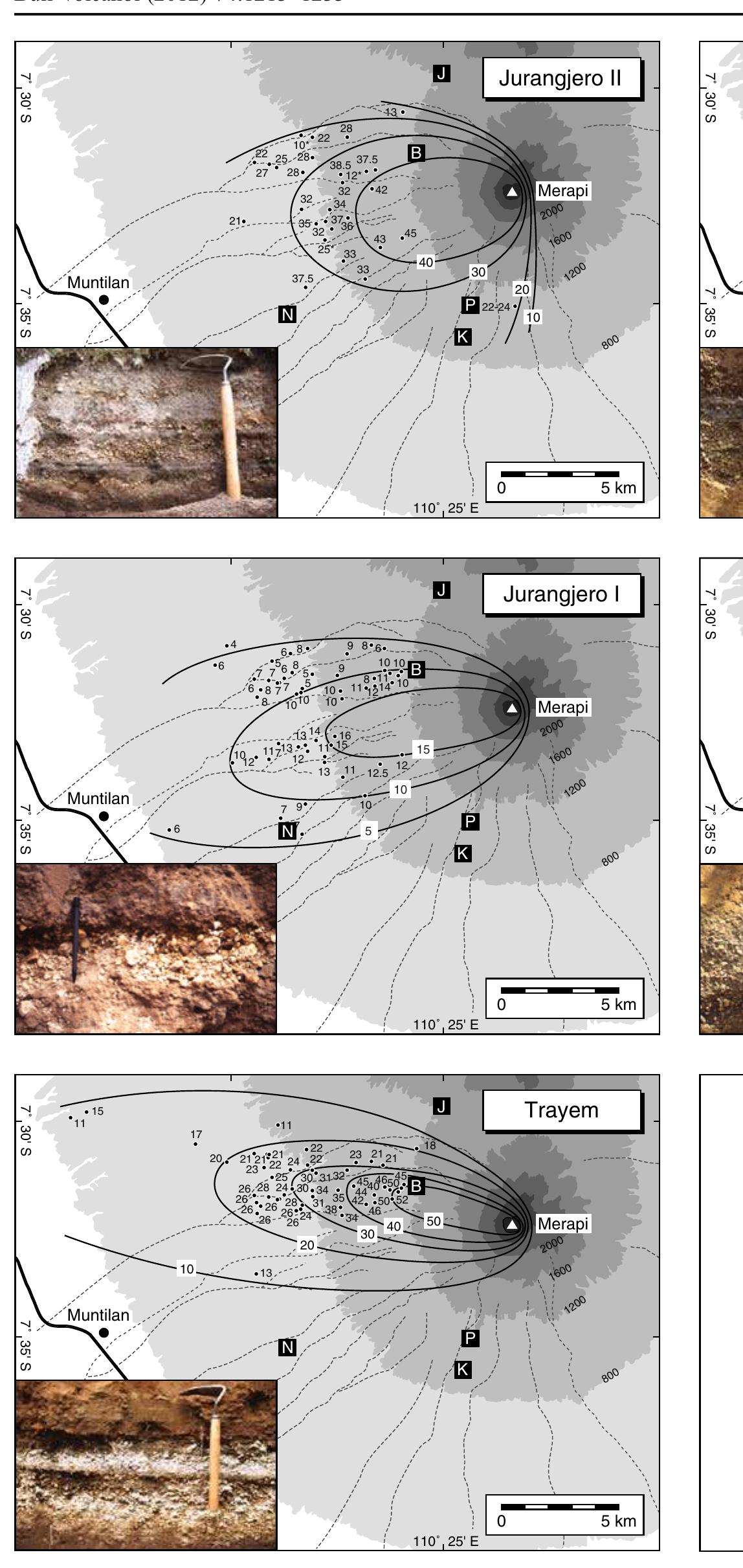 Isopach maps, field photographs and conventional radiocar-