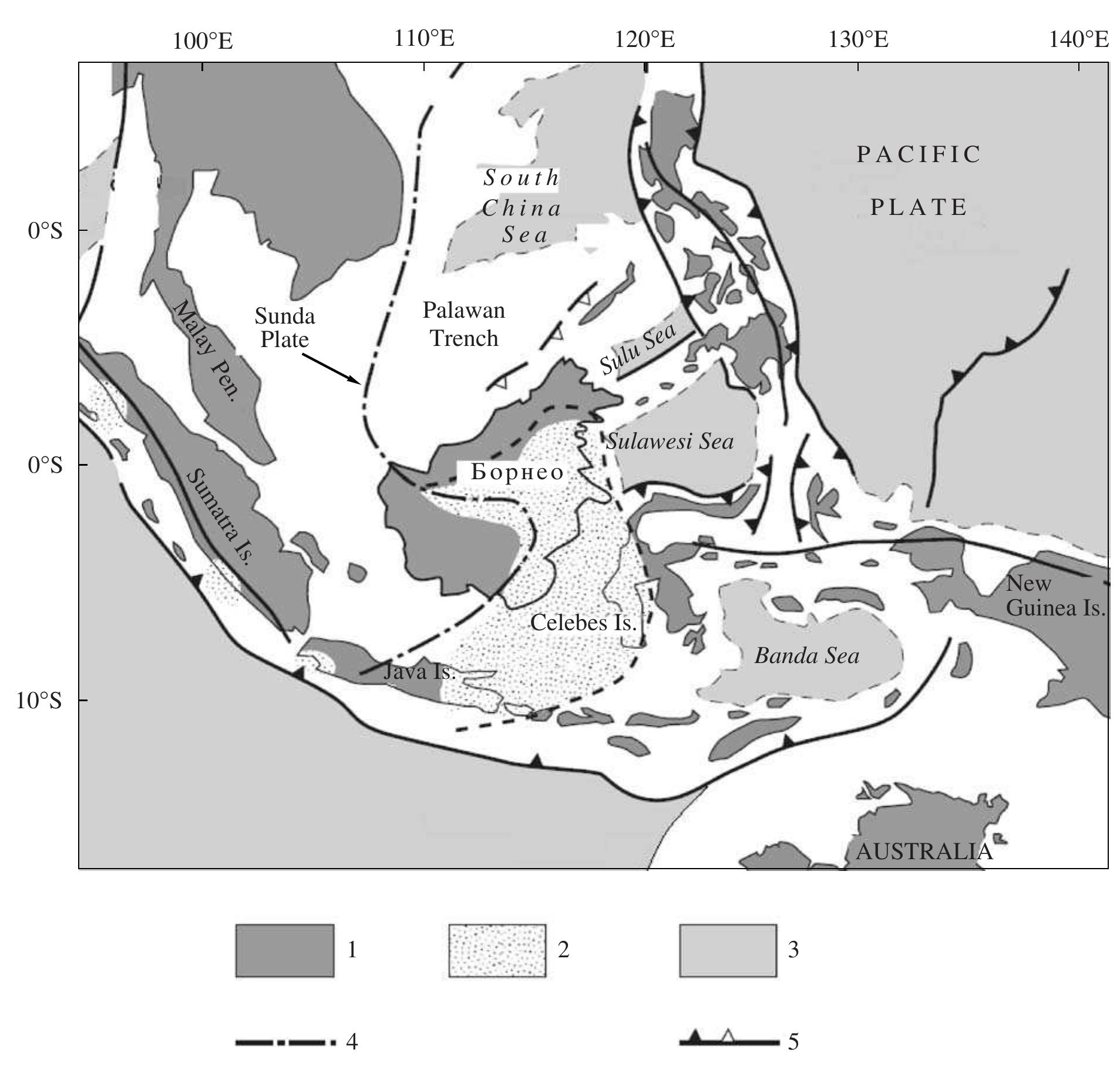 Schematic tectonic structure of the southeast asia region.